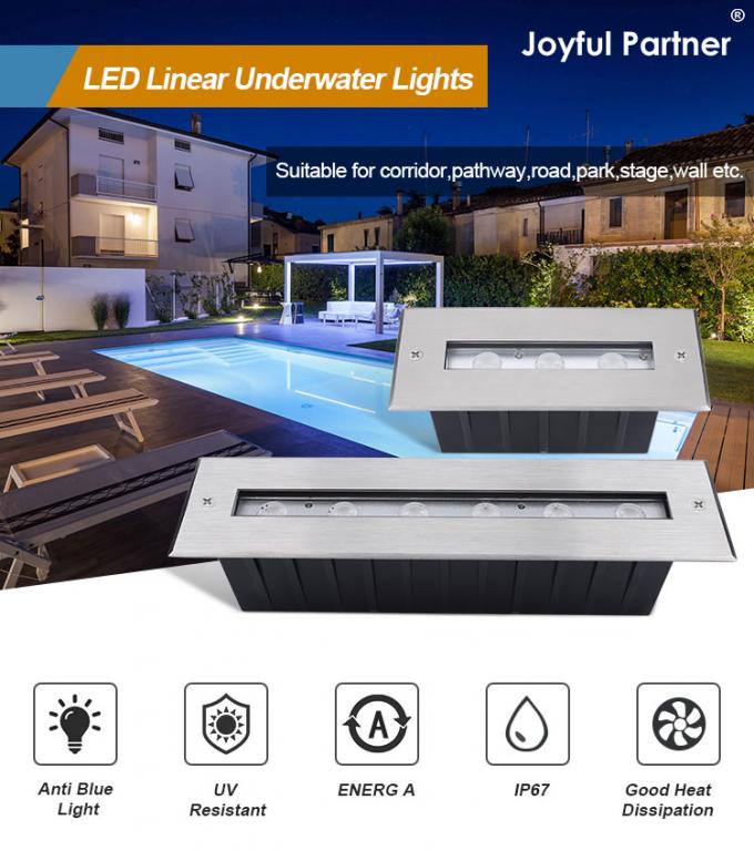 Stainless Steel 316L Underwater Linear Light Recessed Swimming Pool Lights LED
