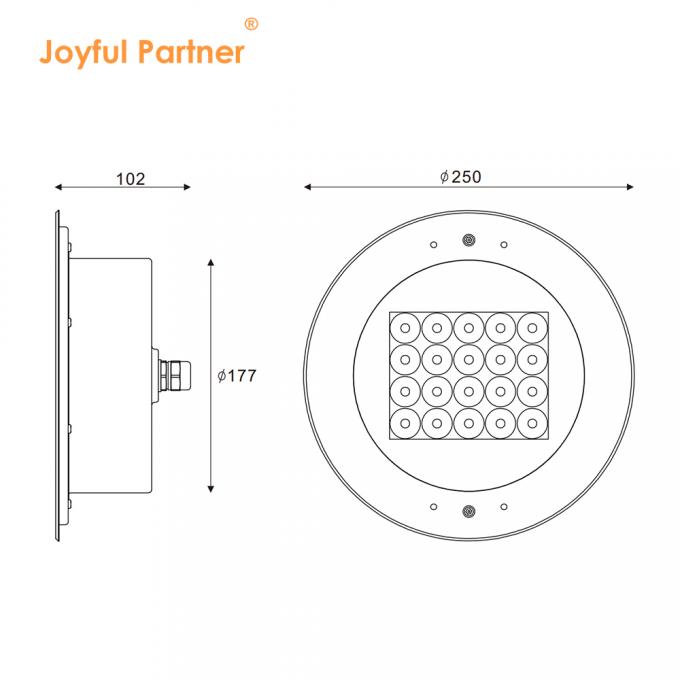 20W IP68 Swimming Pool Underwater Light 316 Stainless Steel LED ...