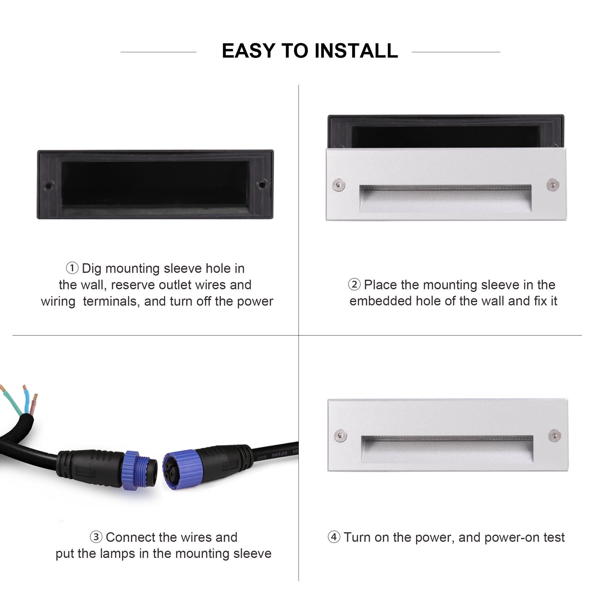 Rectangle Buried LED Wall Pack Lights 220VAC 5W Warm White LED Walkway ...