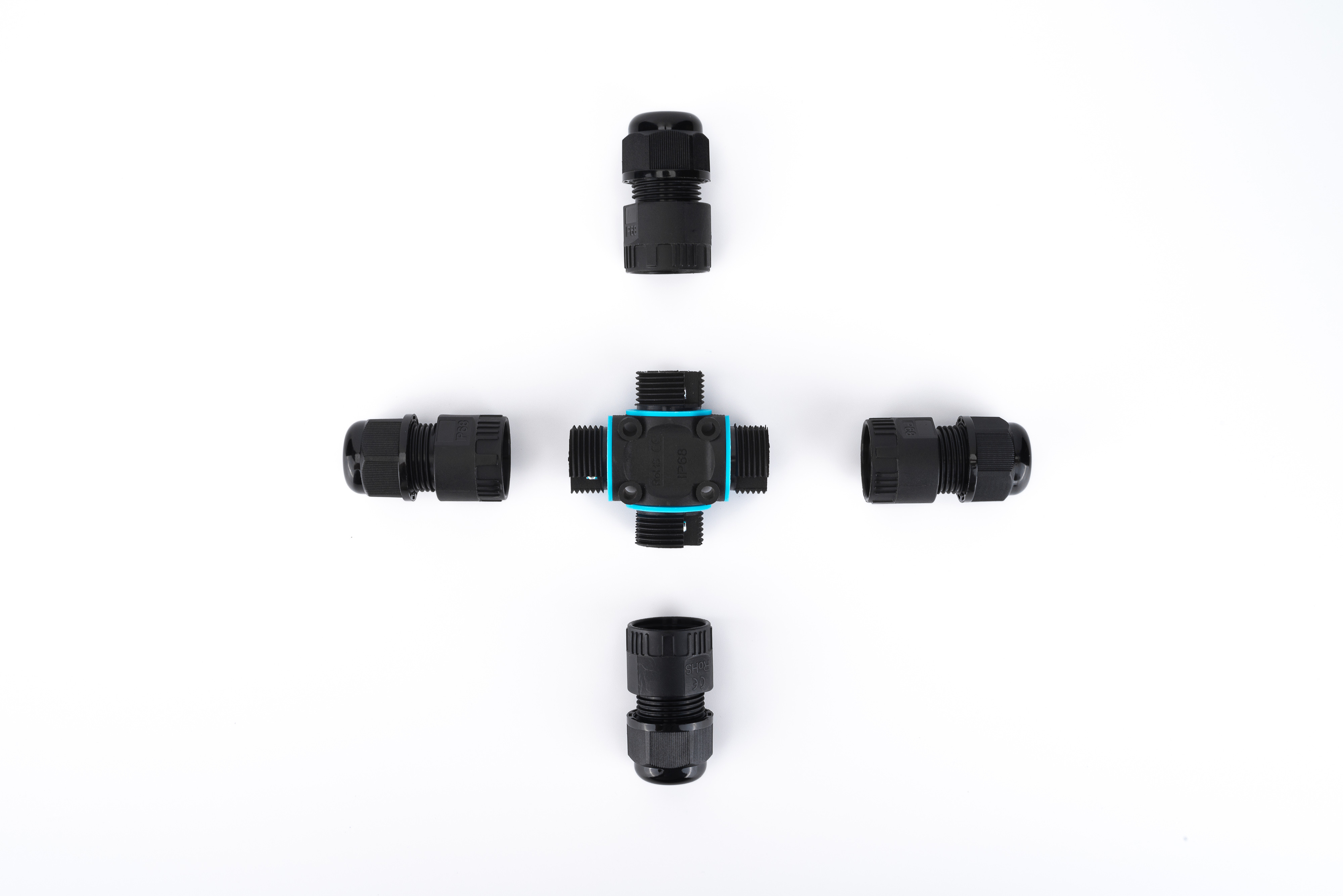 Waterproof Outdoor IP68 Quick Connector 4 Ways Electrical Cable Connector