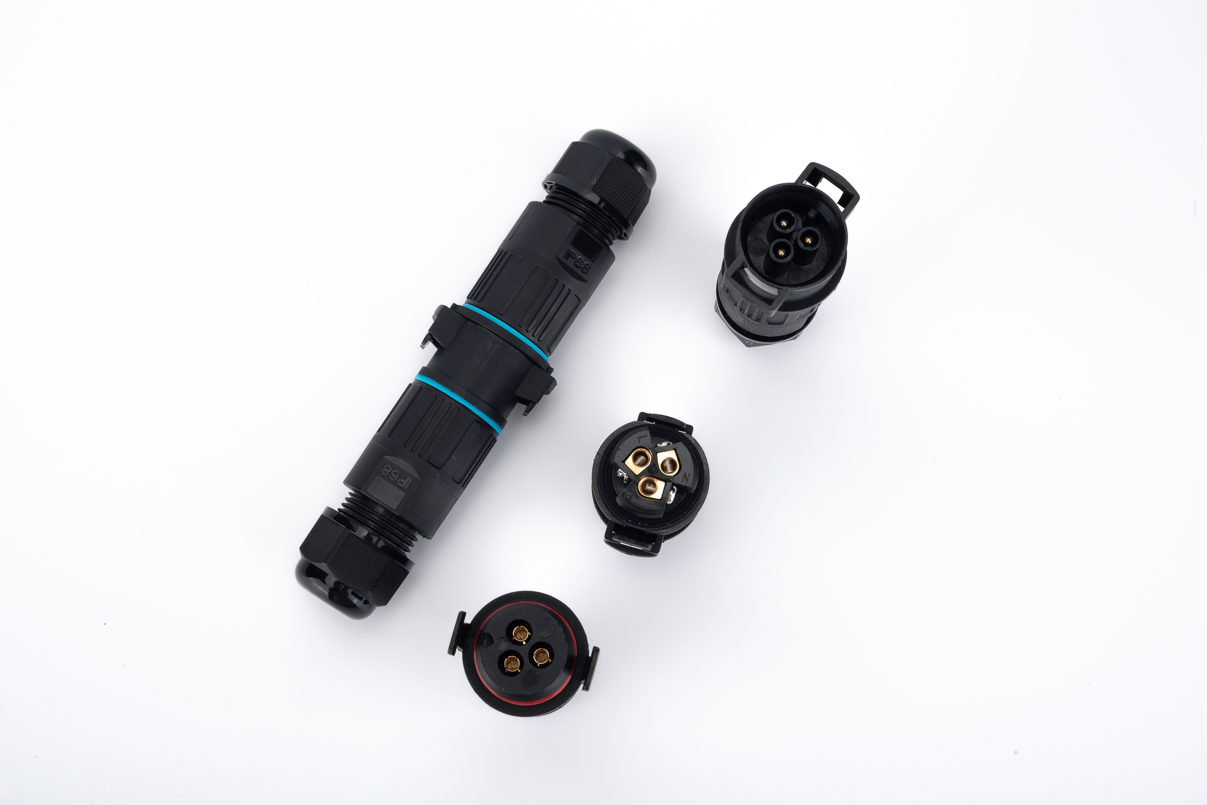 M19 3 Pin Electrical IP68 Quick Connector 2 Way Outdoor Extension Cord ...