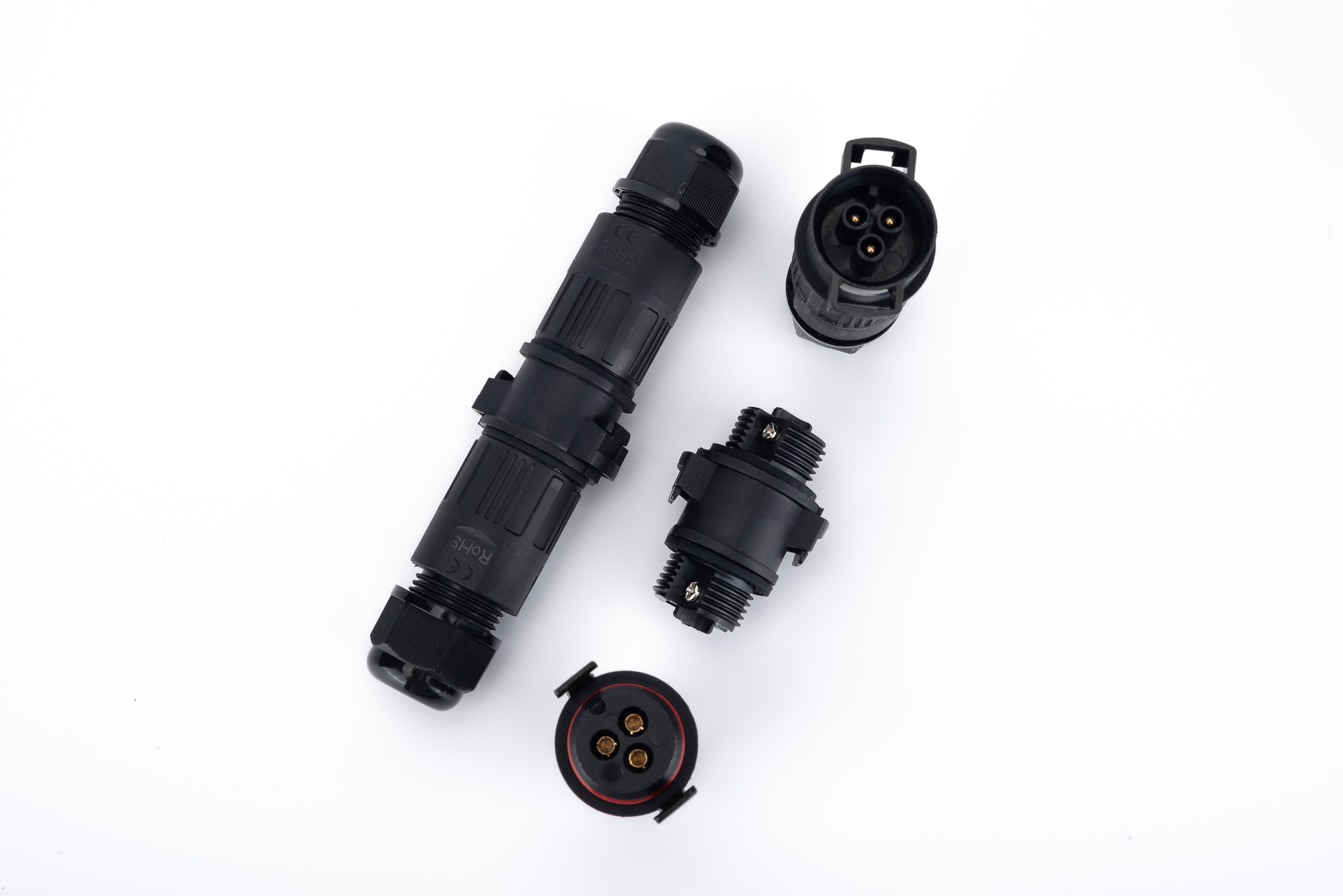 M19 3 Pin Electrical IP68 Quick Connector 2 Way Outdoor Extension Cord ...